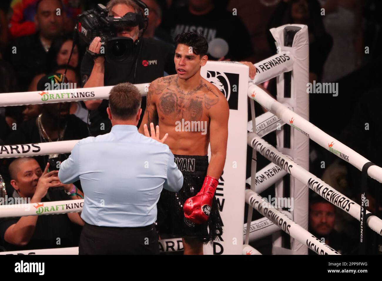 LAS VEGAS, NEVADA -April 22: Ryan Garcia in the 12-round main-event Lightweight bout at Premier ...