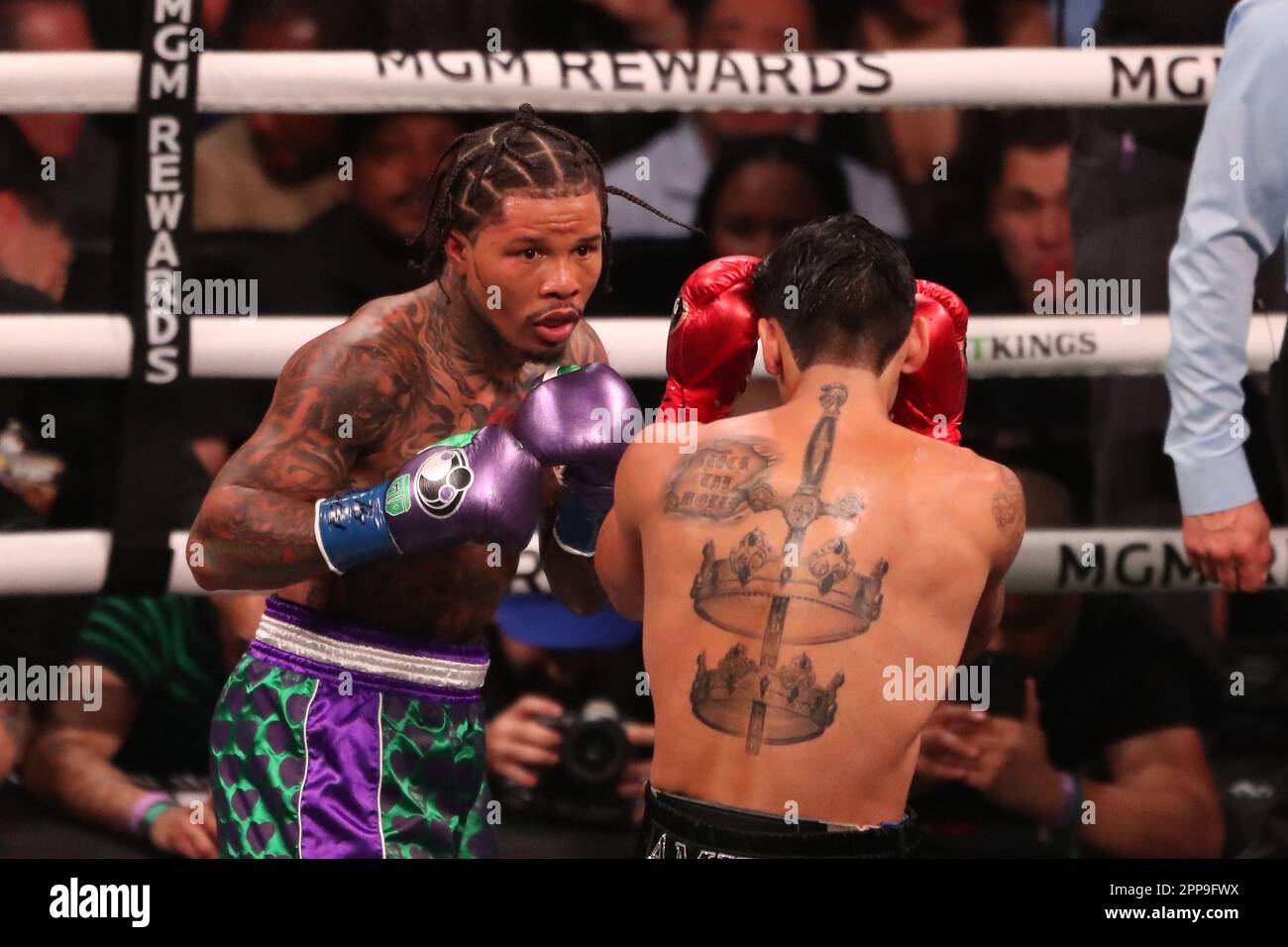 LAS VEGAS, NEVADA -April 22: (L-R) Gervonta Davis and Ryan Garcia fight ...