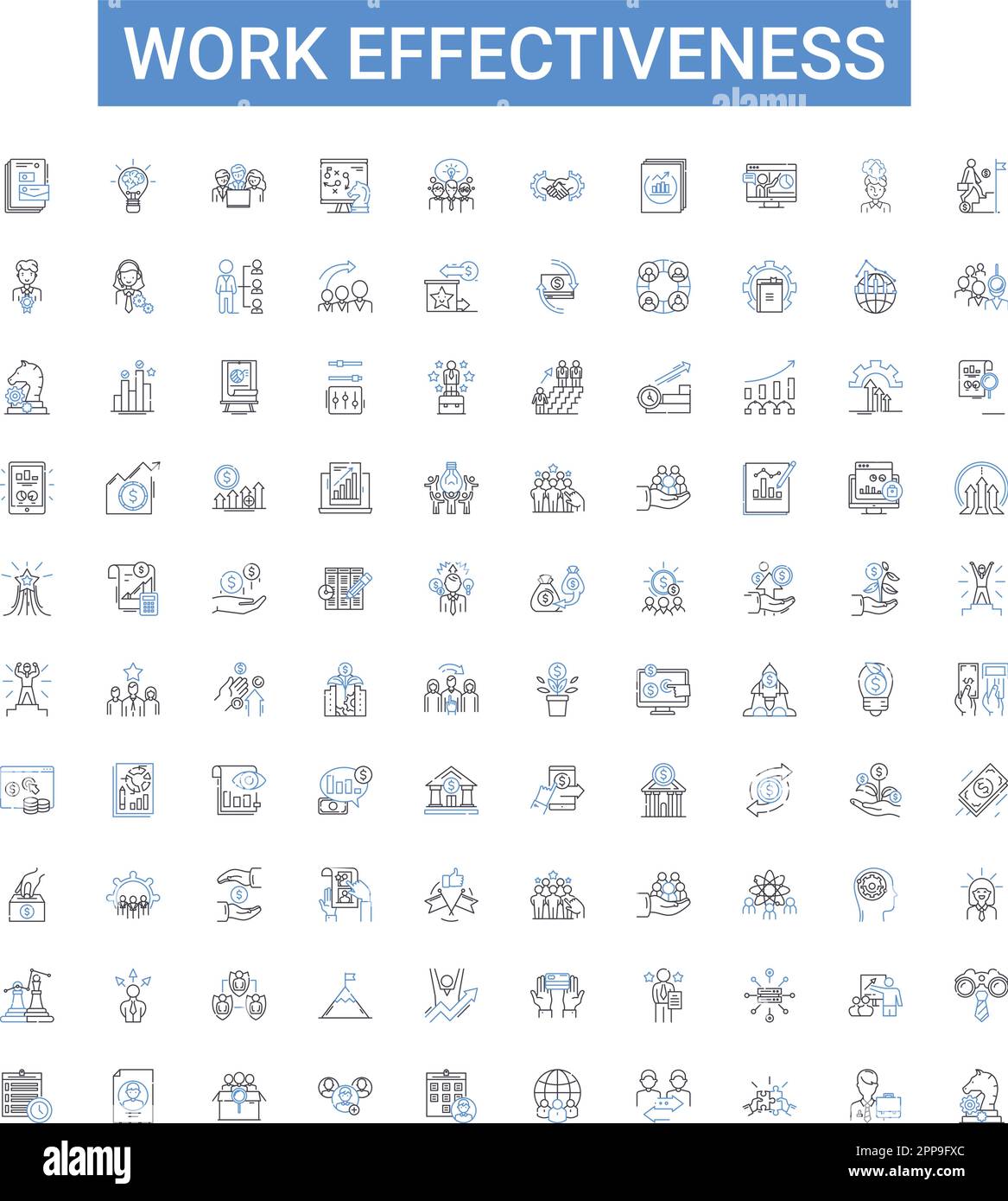 Work effectiveness outline icons collection. Efficiency, Productivity ...