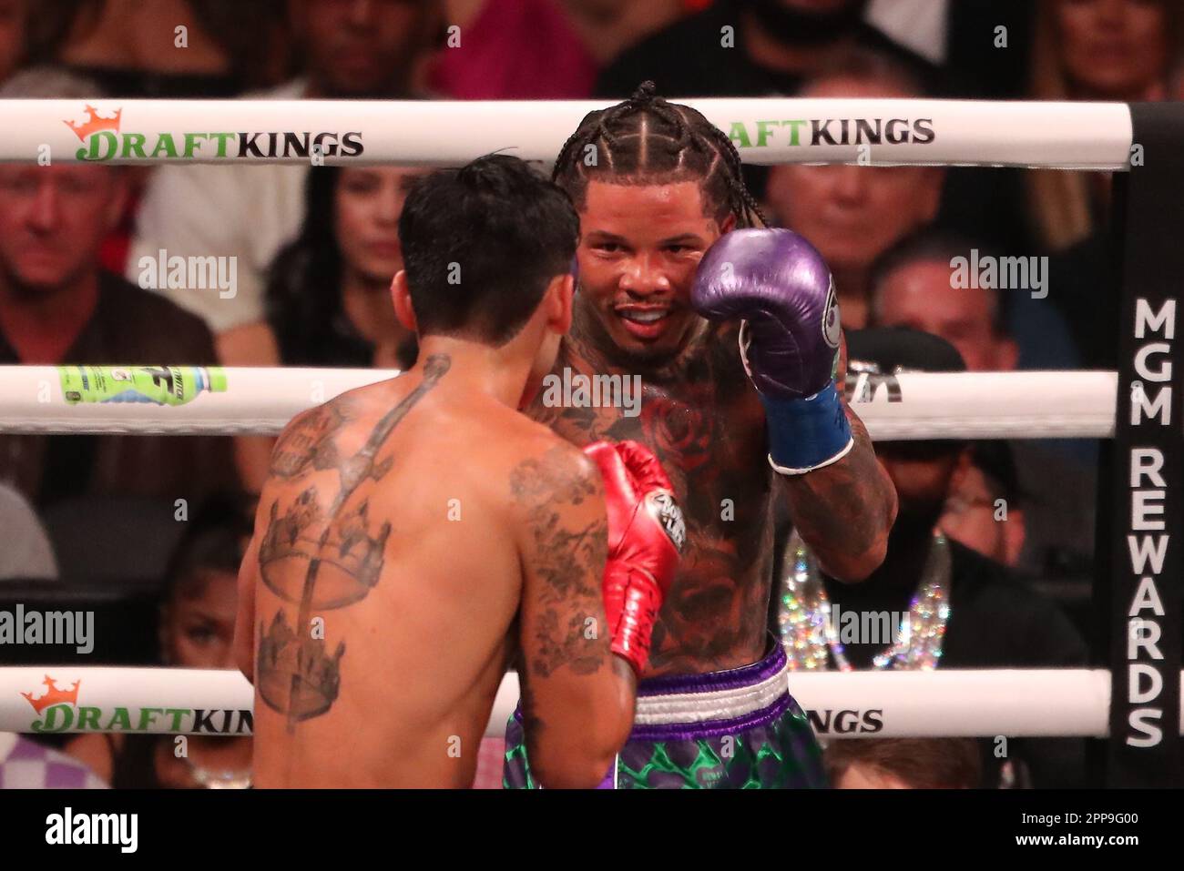 LAS VEGAS, NEVADA -April 22: (R-L) Gervonta Davis and Ryan Garcia fight ...