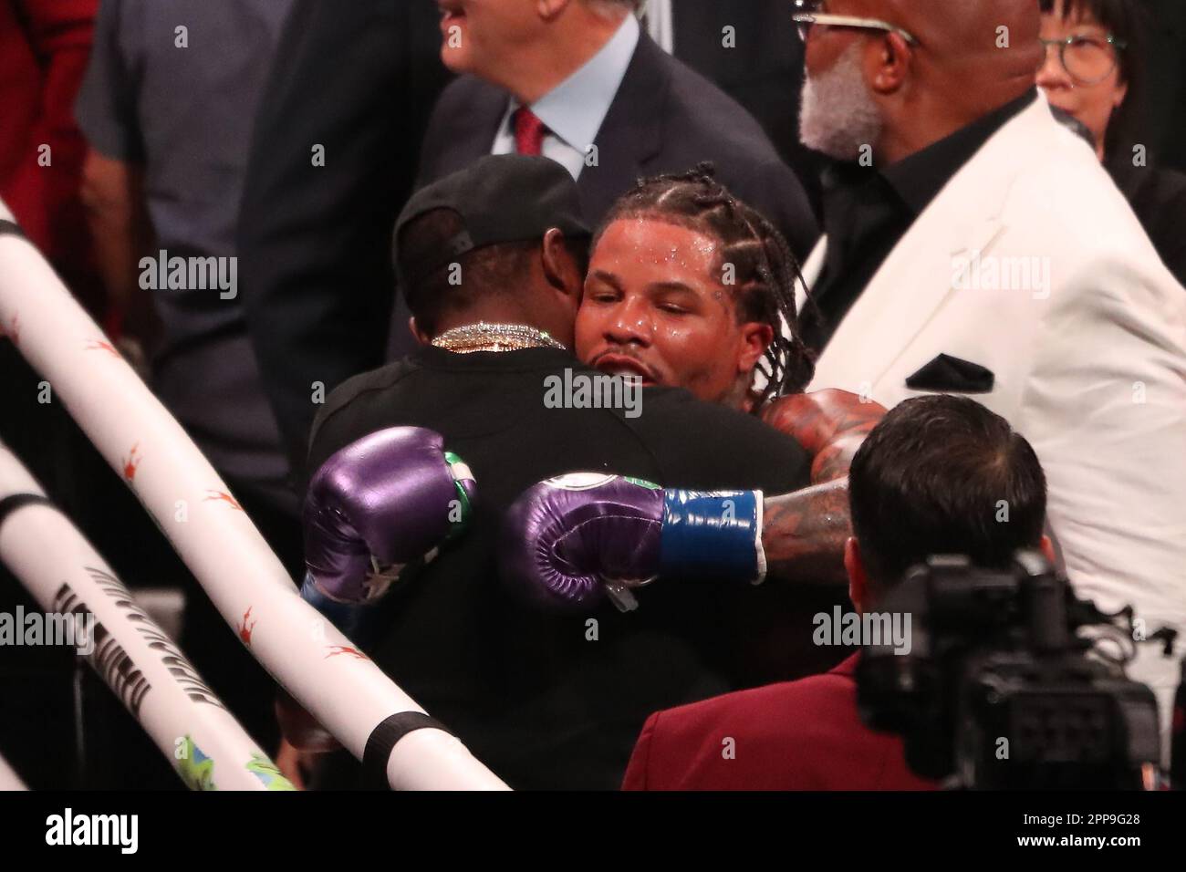 LAS VEGAS, NEVADA -April 22: Gervonta Davis celebrates his victory over ...