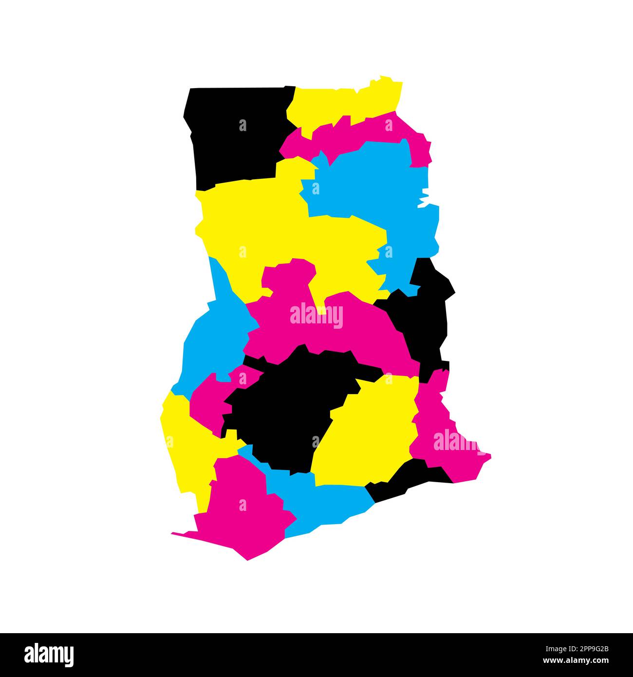 Ghana political map of administrative divisions - regions. Blank vector map in CMYK colors Stock ...