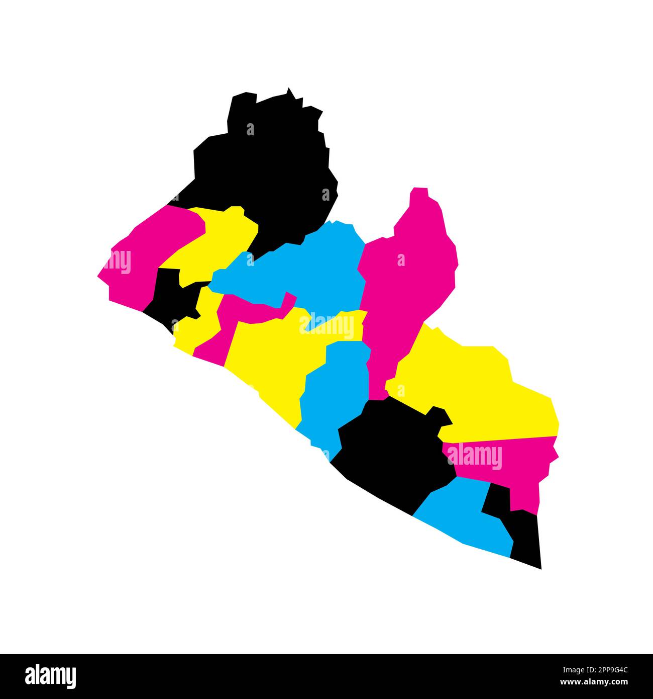 Liberia political map of administrative divisions - counties. Blank ...
