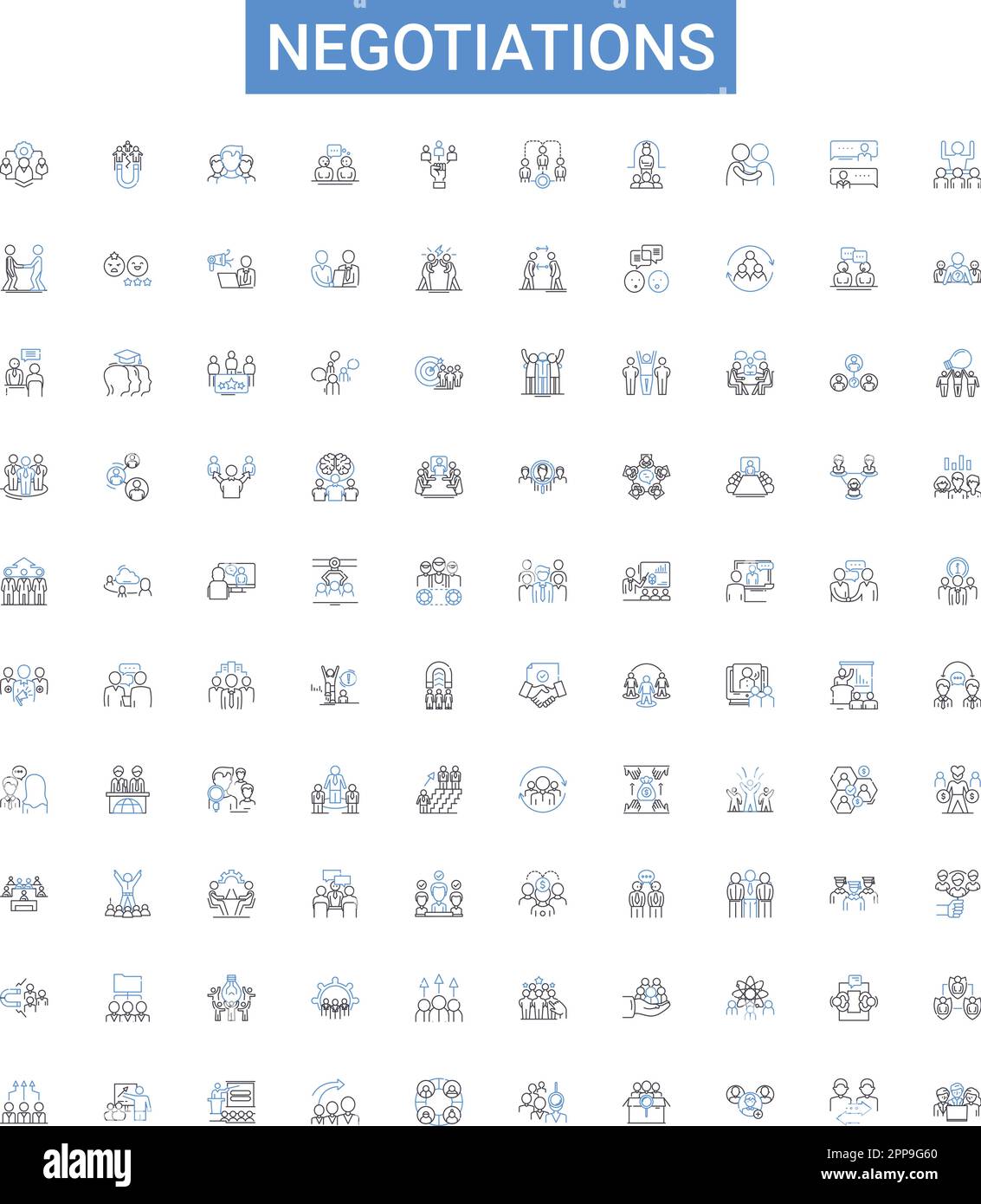 Negotiations outline icons collection. Negotiating, Discussions ...