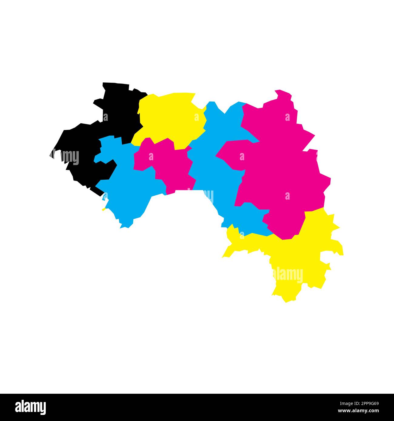Guinea political map of administrative divisions - regions. Blank ...