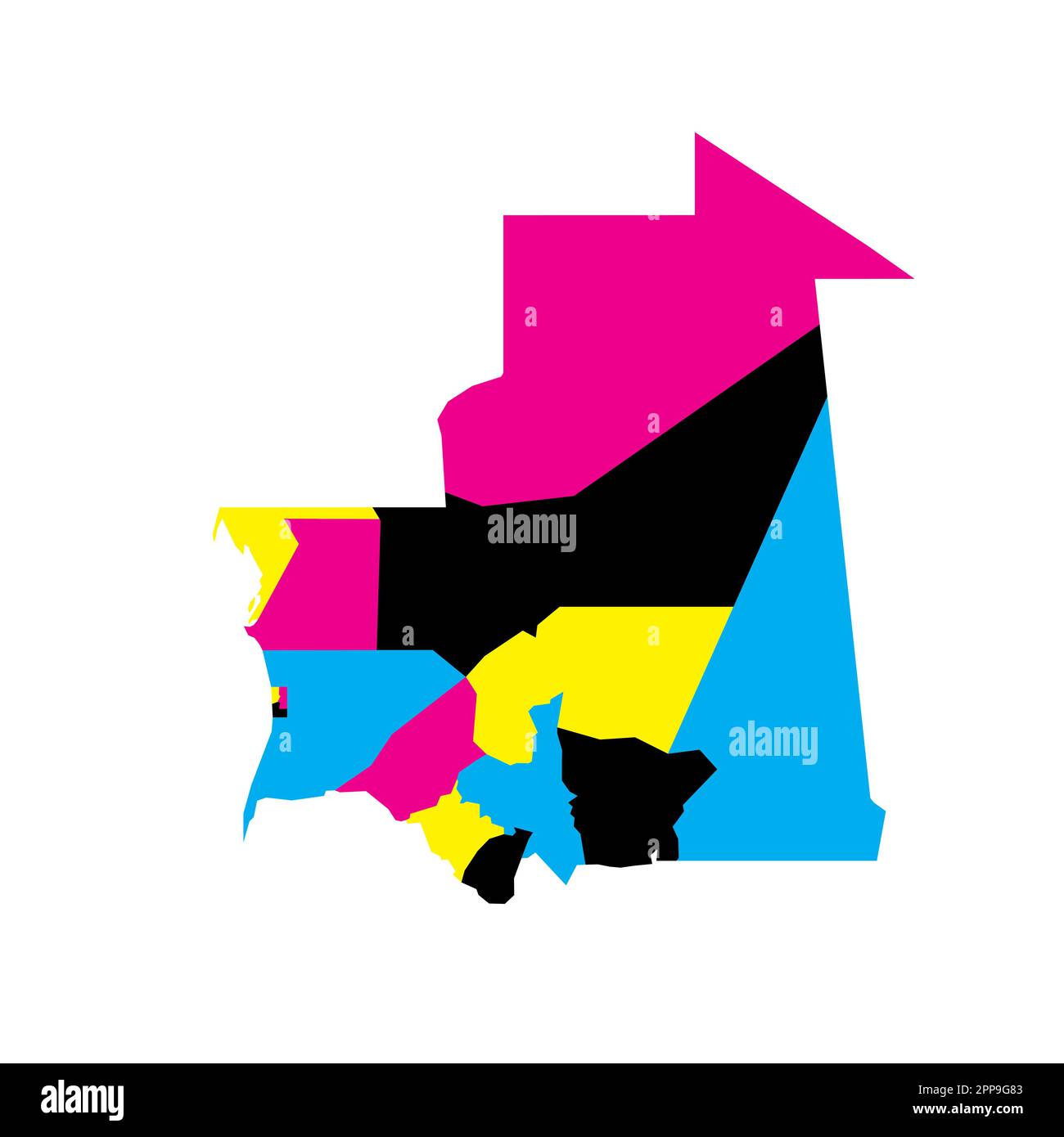 Mauritania political map of administrative divisions - regions and ...