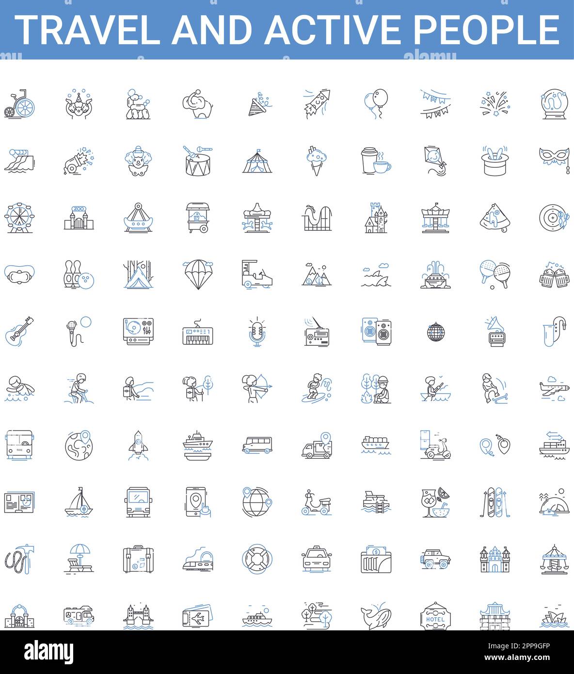 Travel and active people outline icons collection. Travellers, Active ...