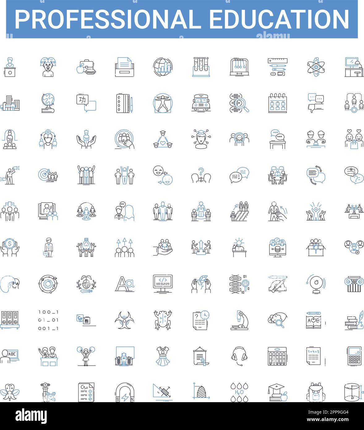 Professional education outline icons collection. Professional ...