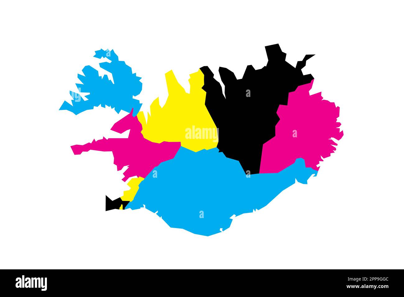 Iceland political map of administrative divisions - regions. Blank ...