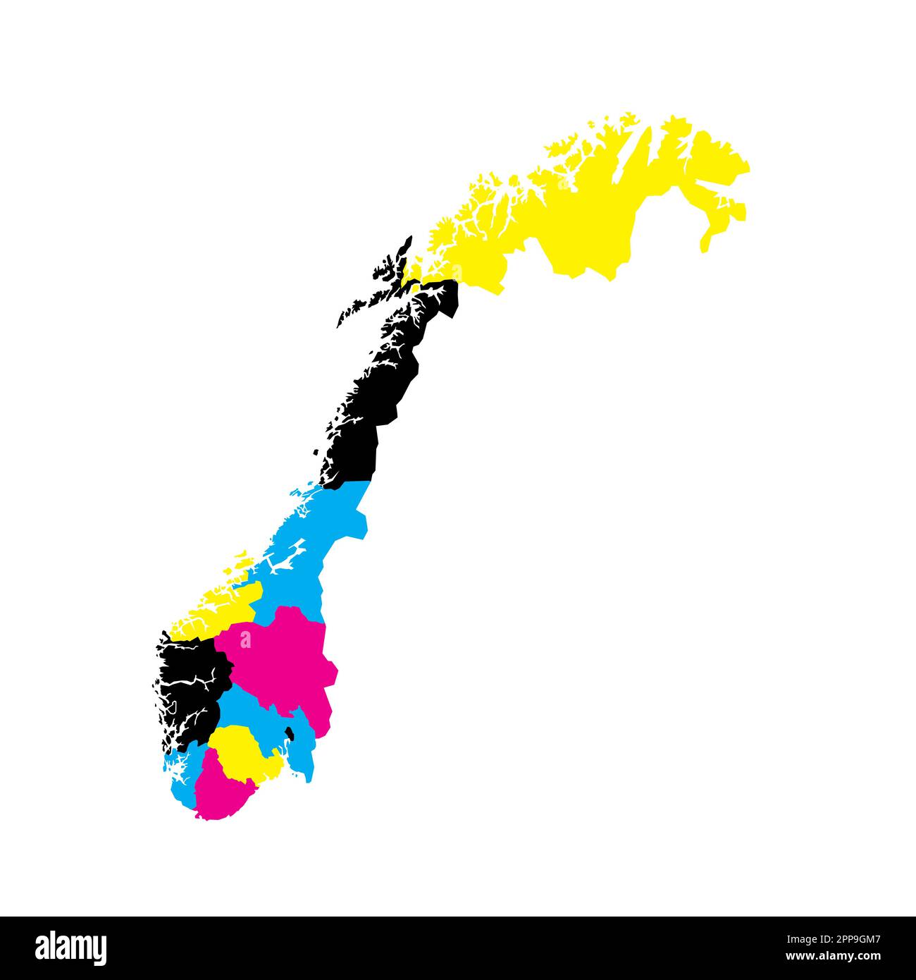 Norway political map of administrative divisions - counties and ...