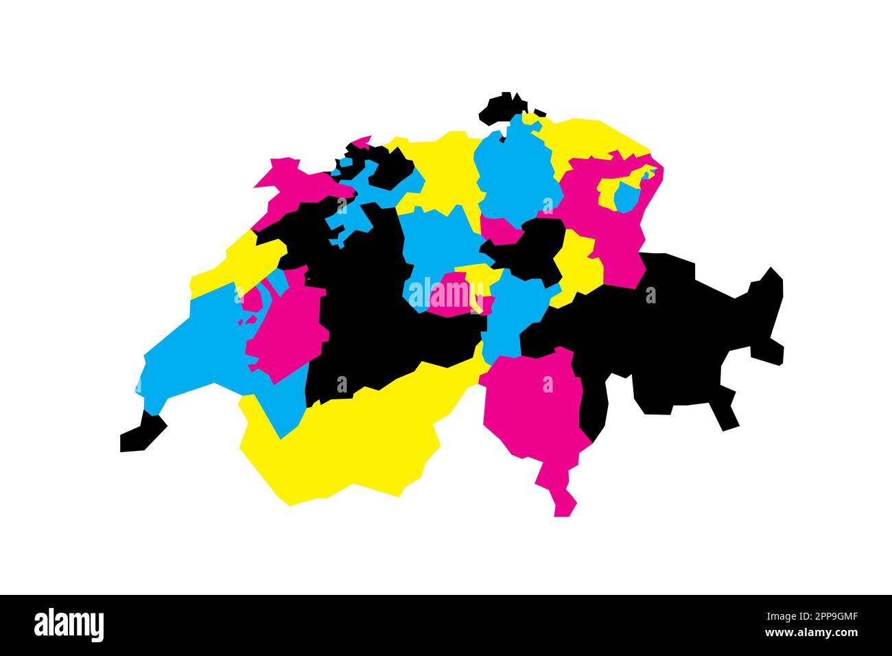 Switzerland political map of administrative divisions - cantons. Blank ...