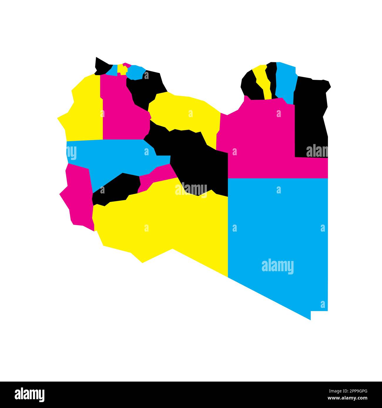 Libya political map of administrative divisions - districts. Blank ...