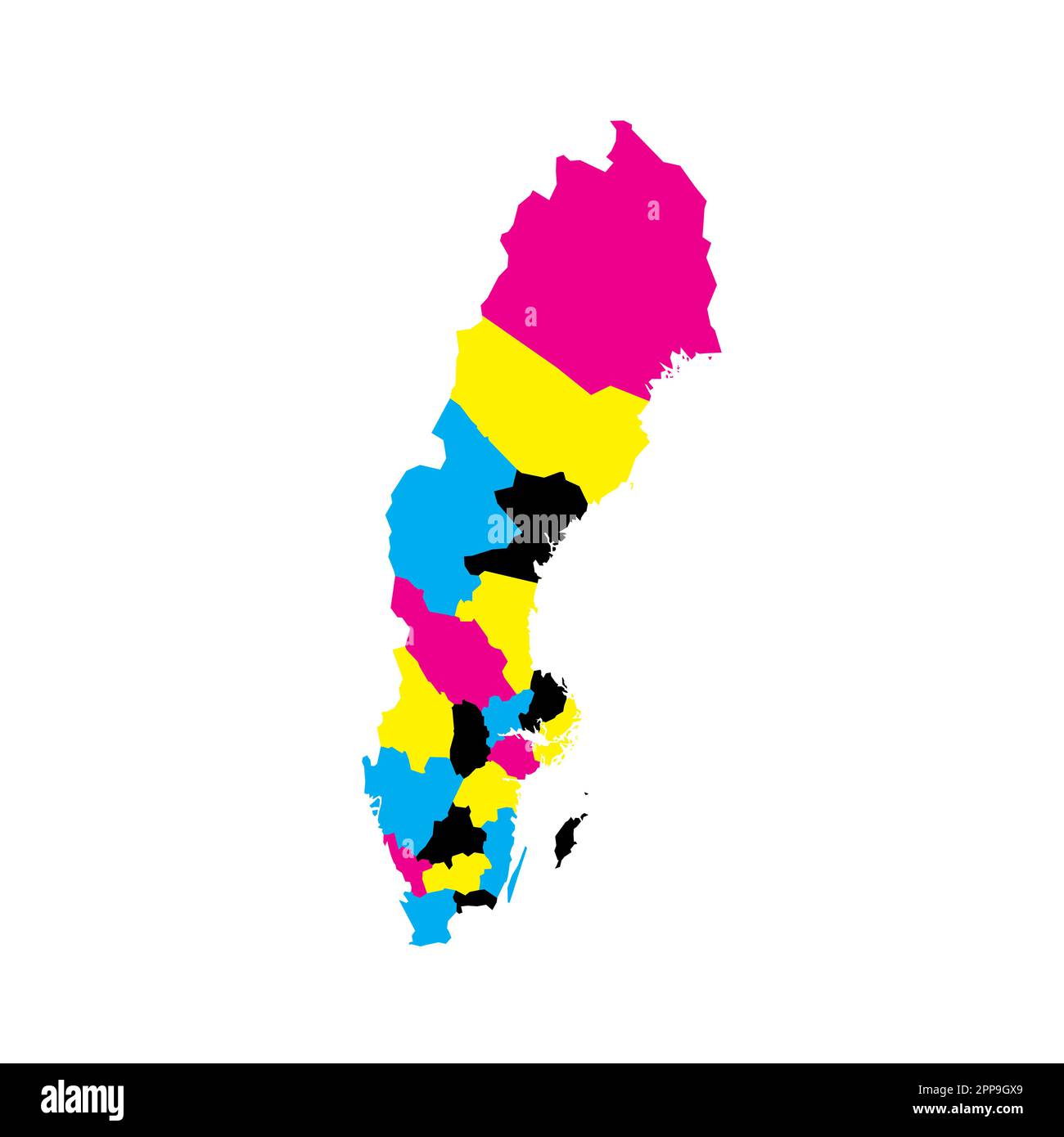 Sweden political map of administrative divisions - counties. Blank ...