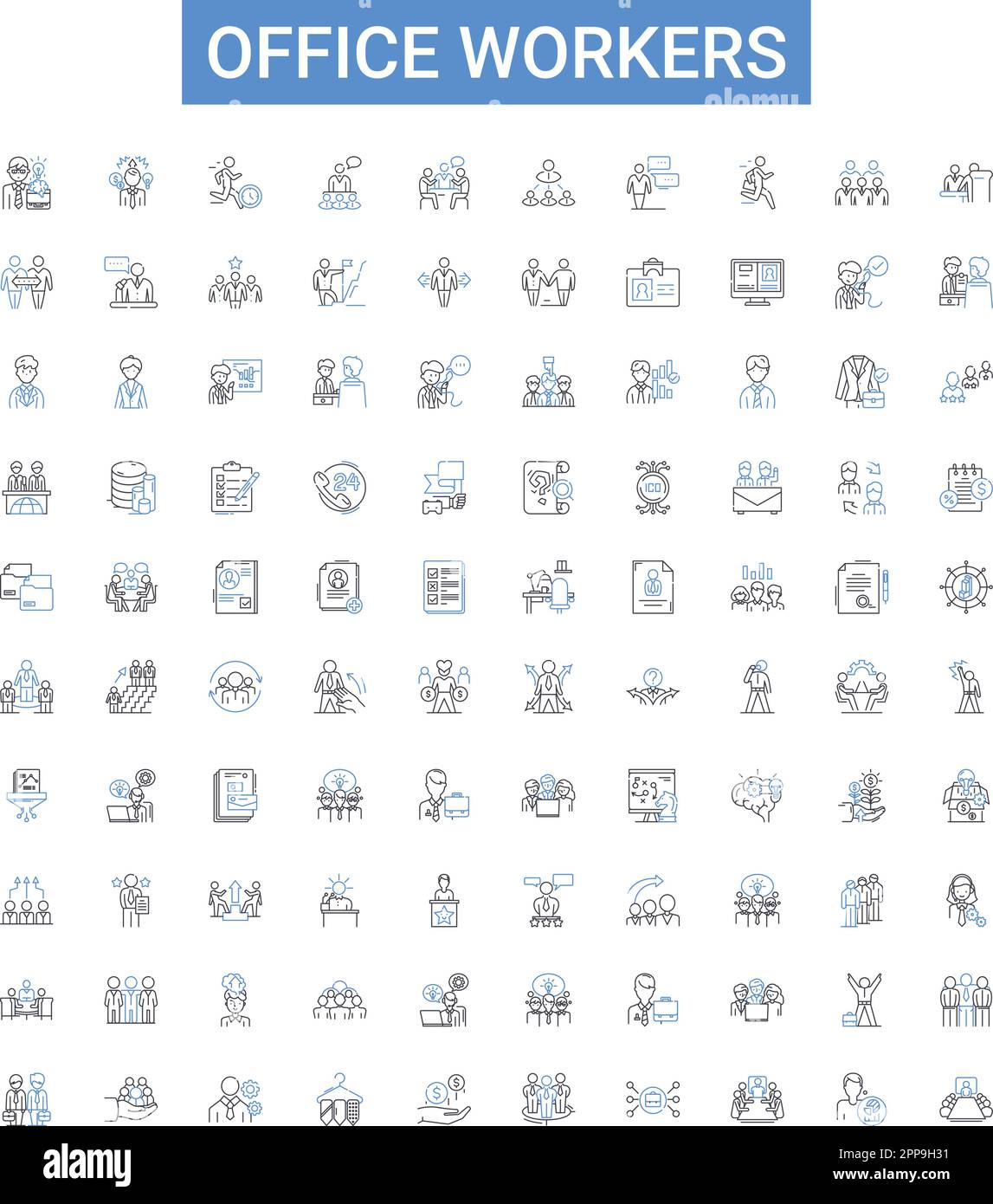 Office workers outline icons collection. Office, Workers, Clerk ...