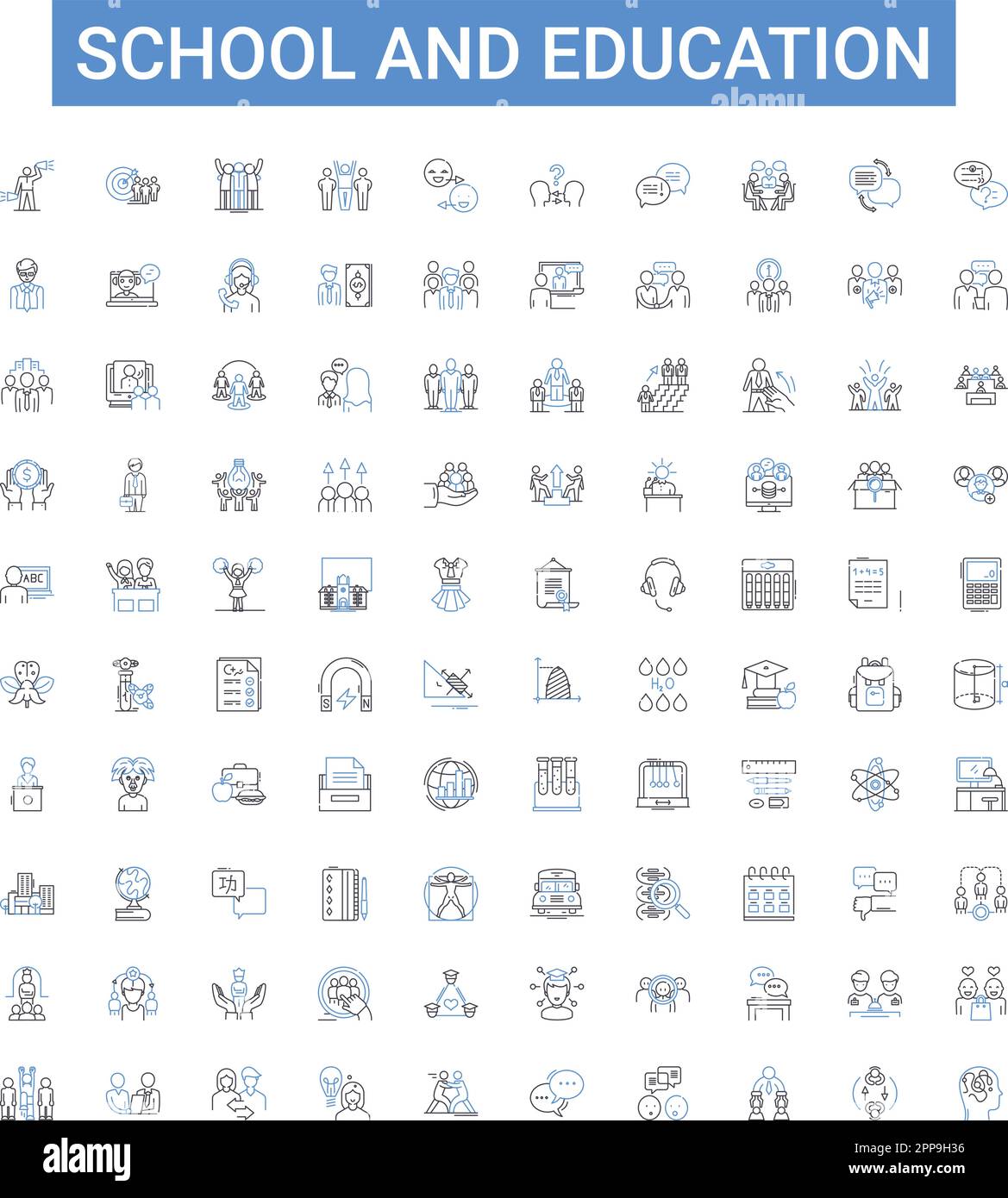 School and education outline icons collection. School, Education, Learn ...