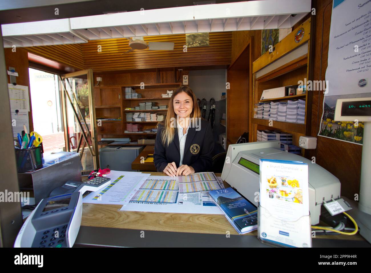 Boat Trip Ticket Booth, Lugano Switzerland Stock Photo - Alamy