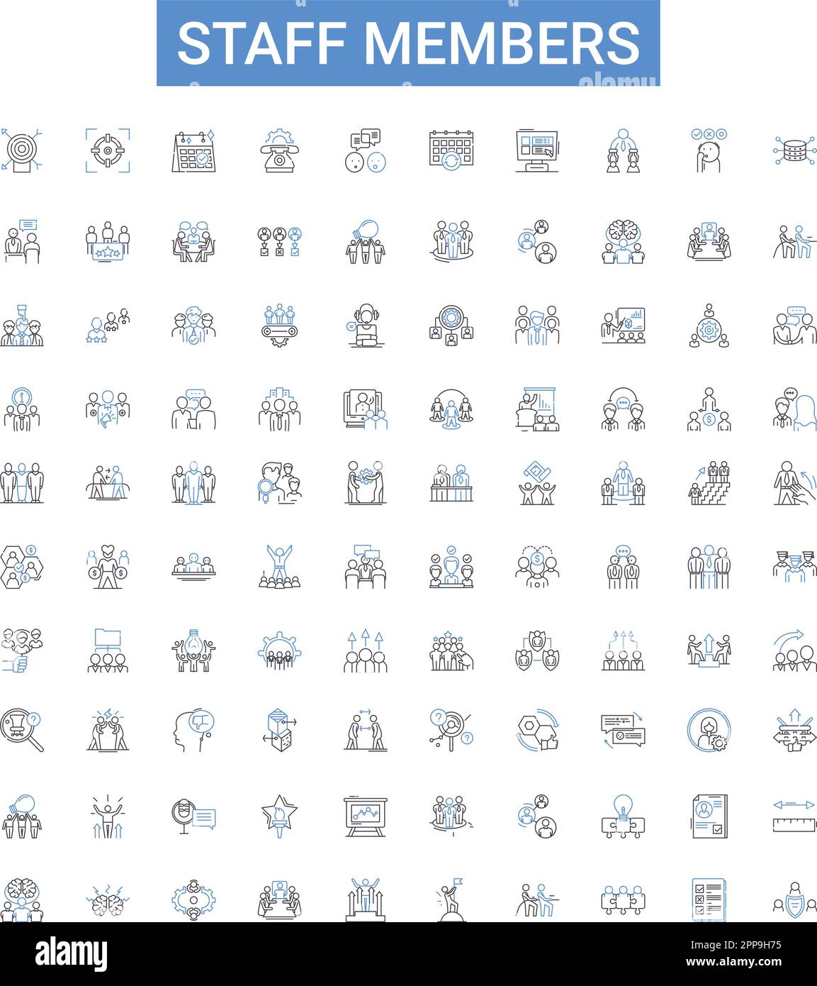 Staff members outline icons collection. Employees, Personnel ...