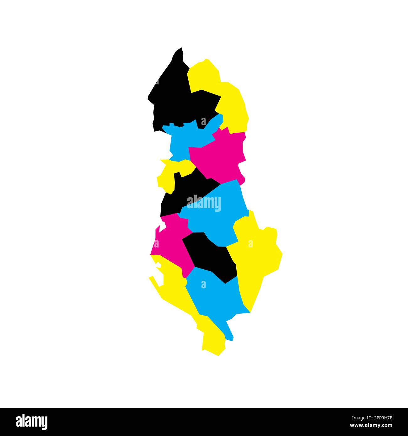 Albania political map of administrative divisions - counties. Blank ...