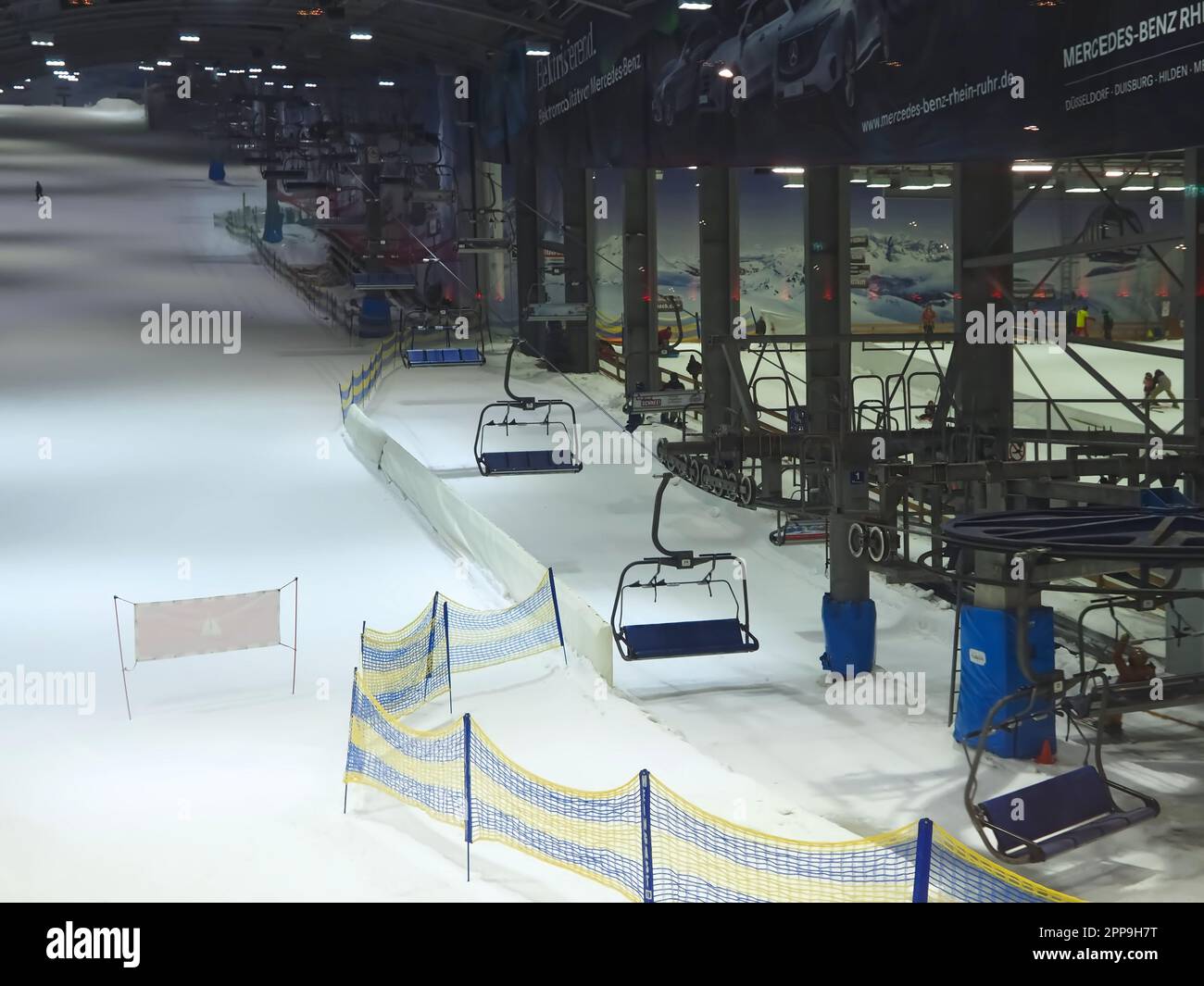 in the ski hall in the Alpenpark Neuss in Germany with bars and ...