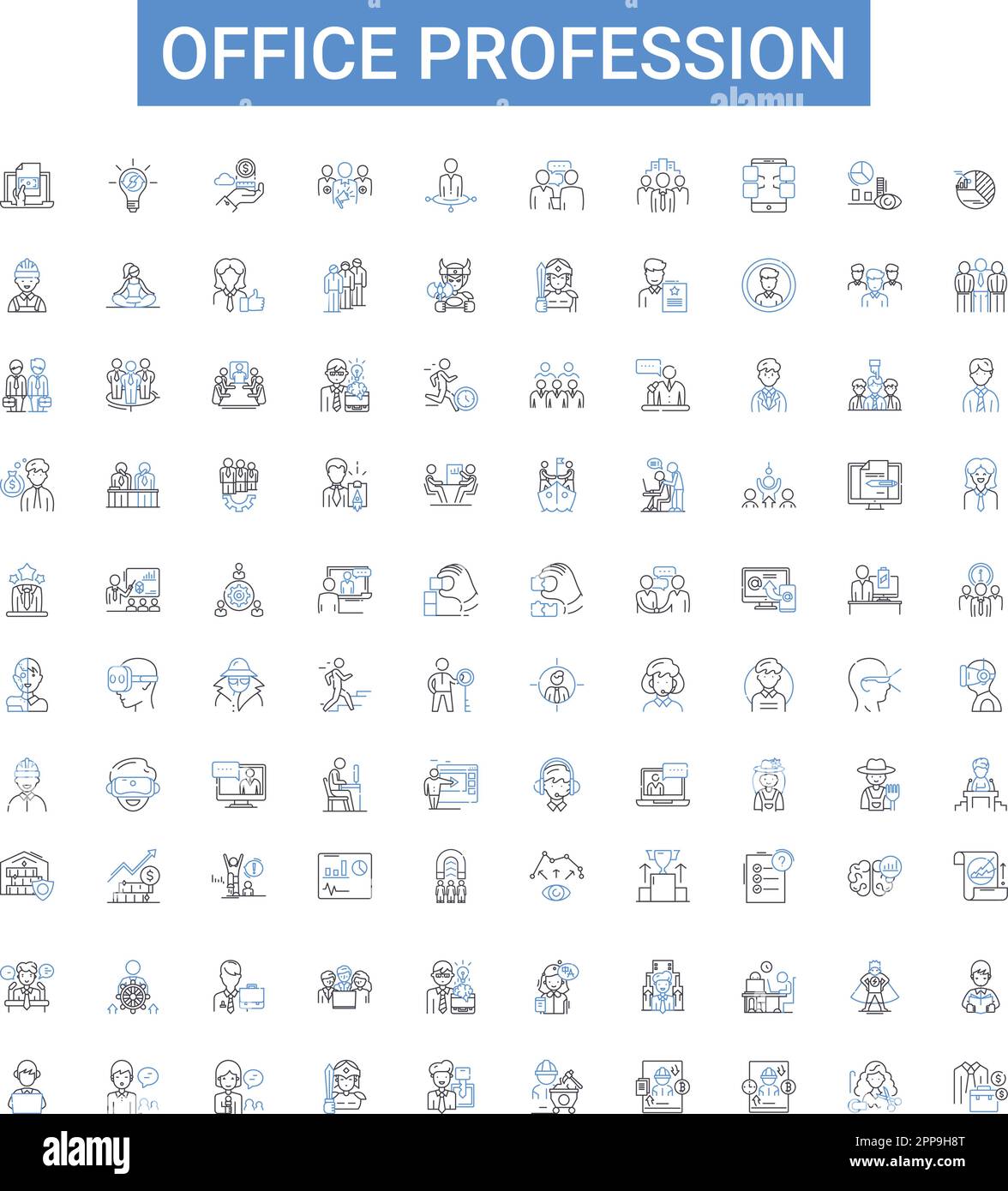 Office profession outline icons collection. Executive, Manager ...
