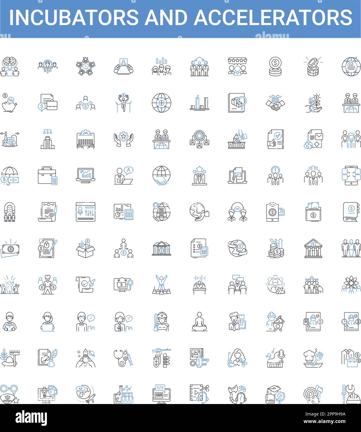 Incubators and Accelerators outline icons collection. Incubators ...