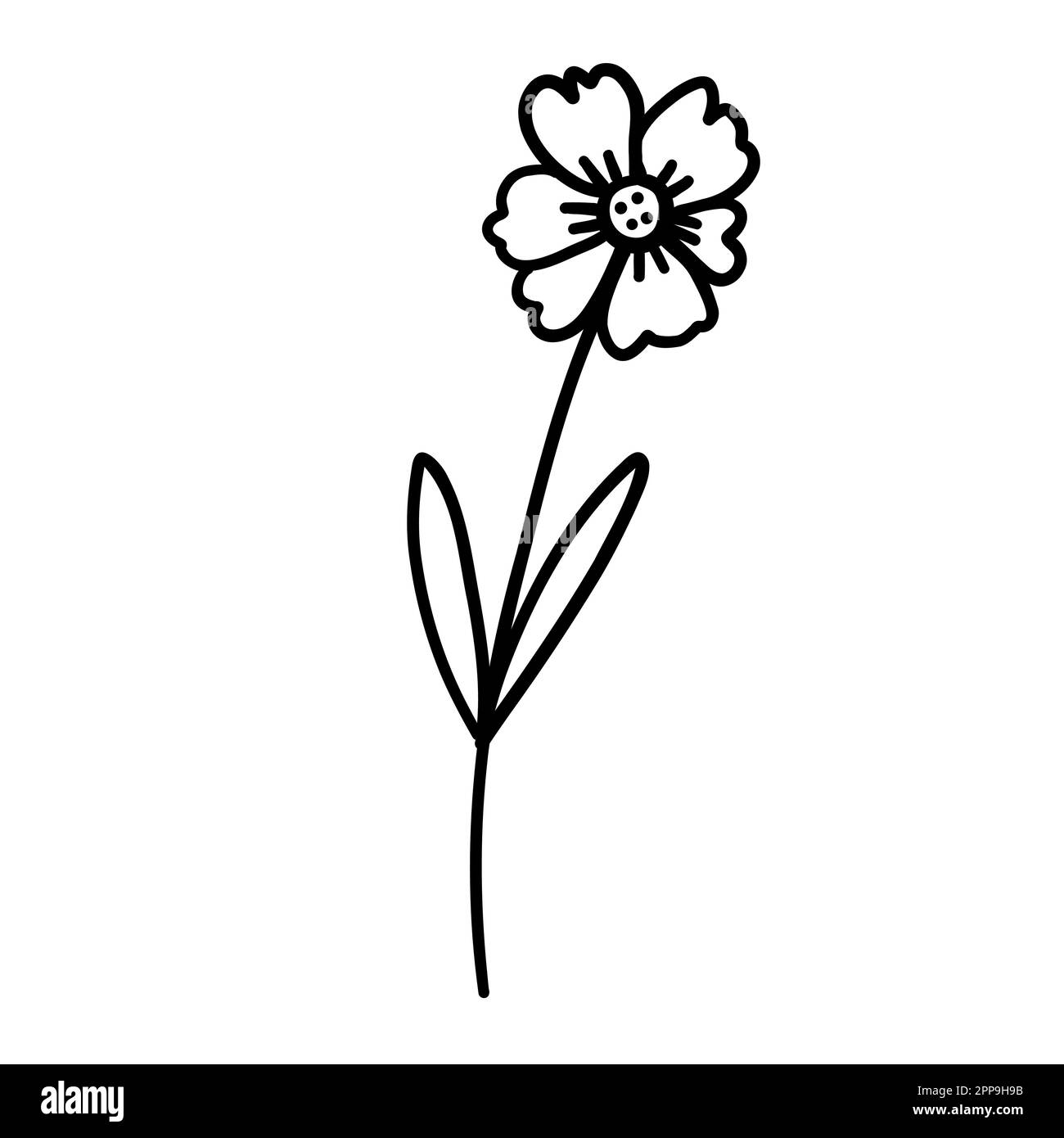 Flower With Stem Outline Clipart