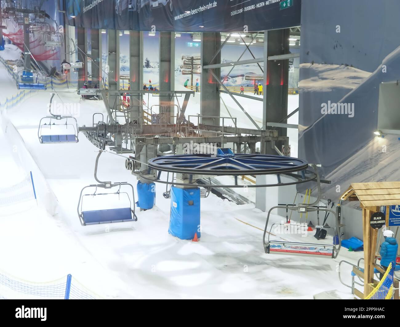 in the ski hall in the Alpenpark Neuss in Germany with bars and ...