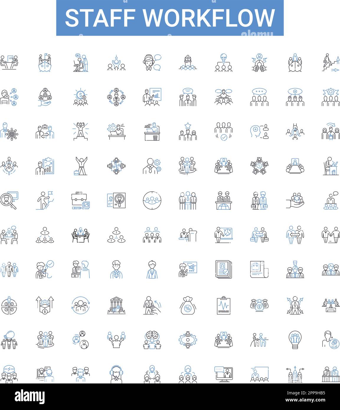 Staff workflow outline icons collection. Staff, Workflow, Planning ...