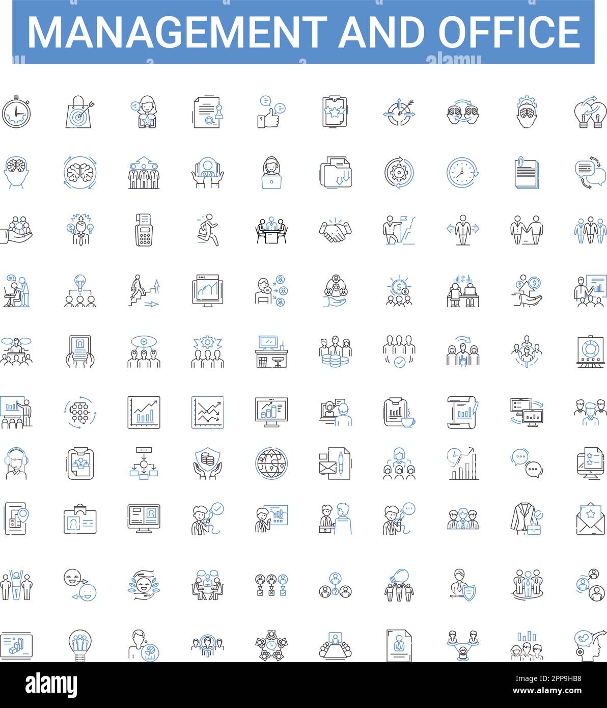 Management And Office Outline Icons Collection Office Management Staff Files Documents