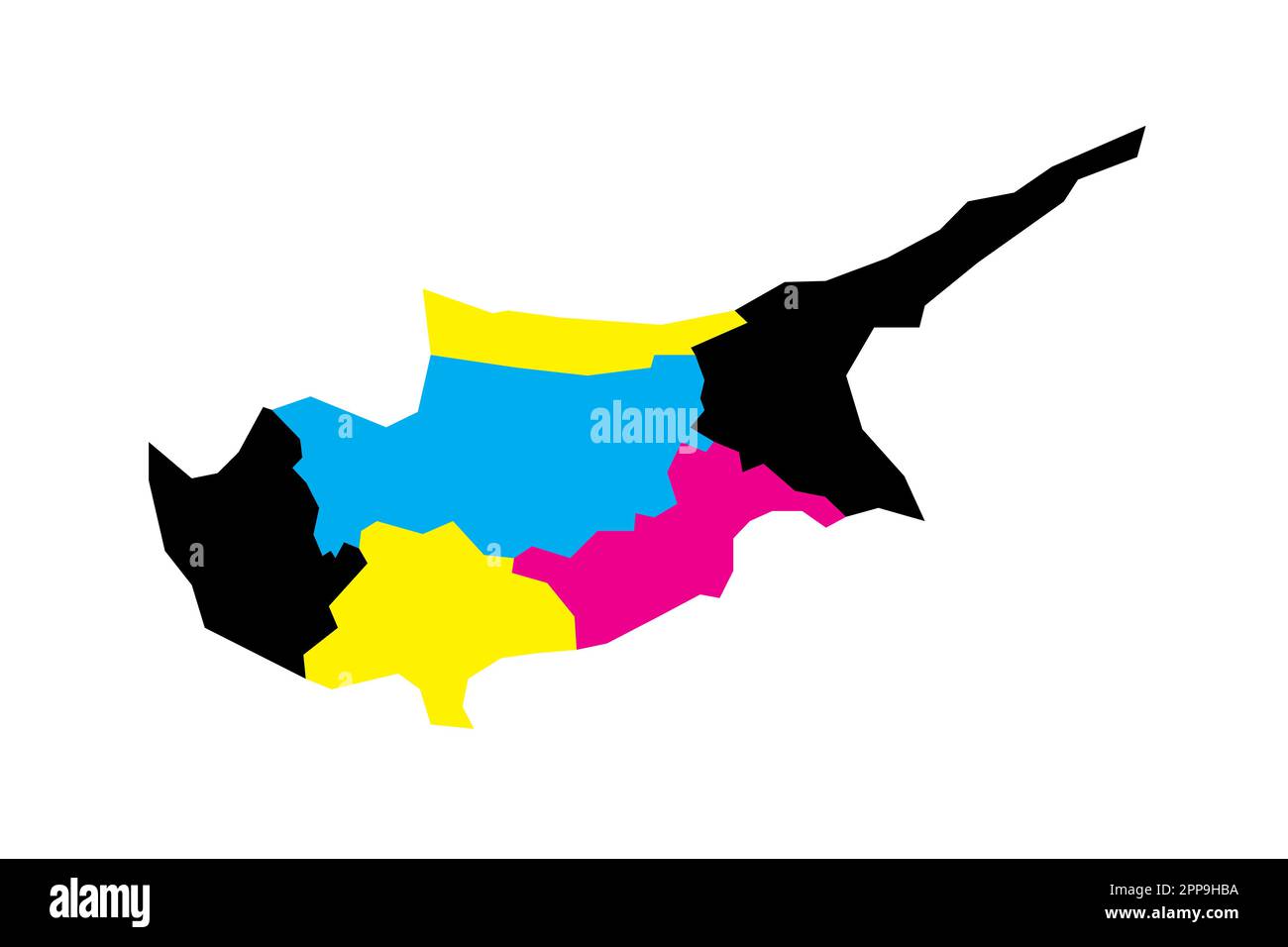 Cyprus political map of administrative divisions - districts. Blank ...