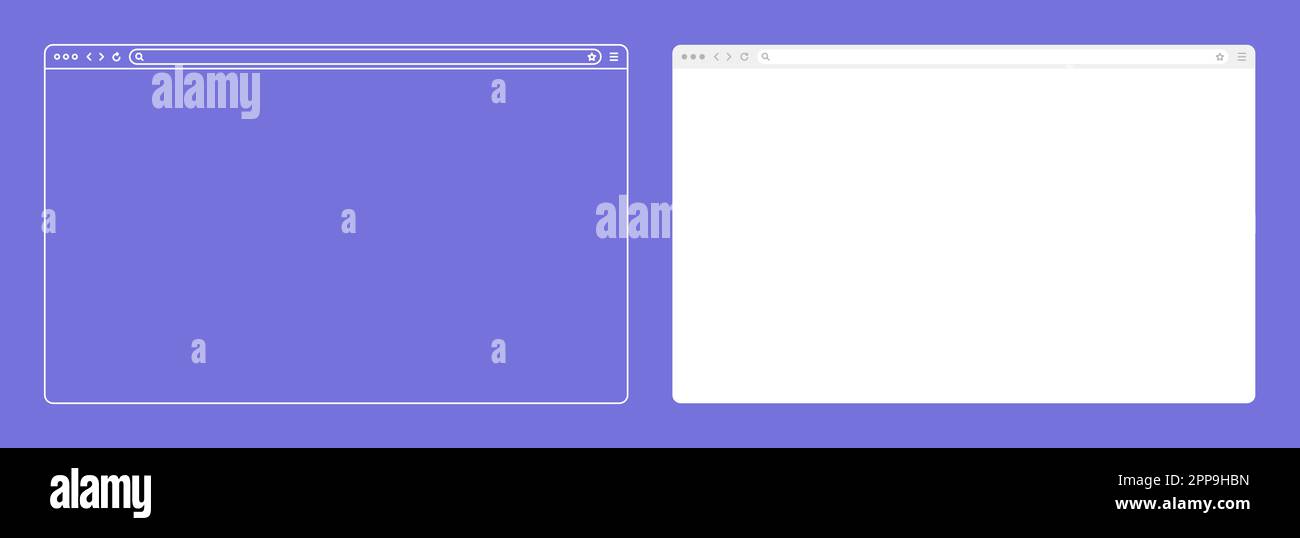 Blank web browser, internet page window with toolbar and search field ...