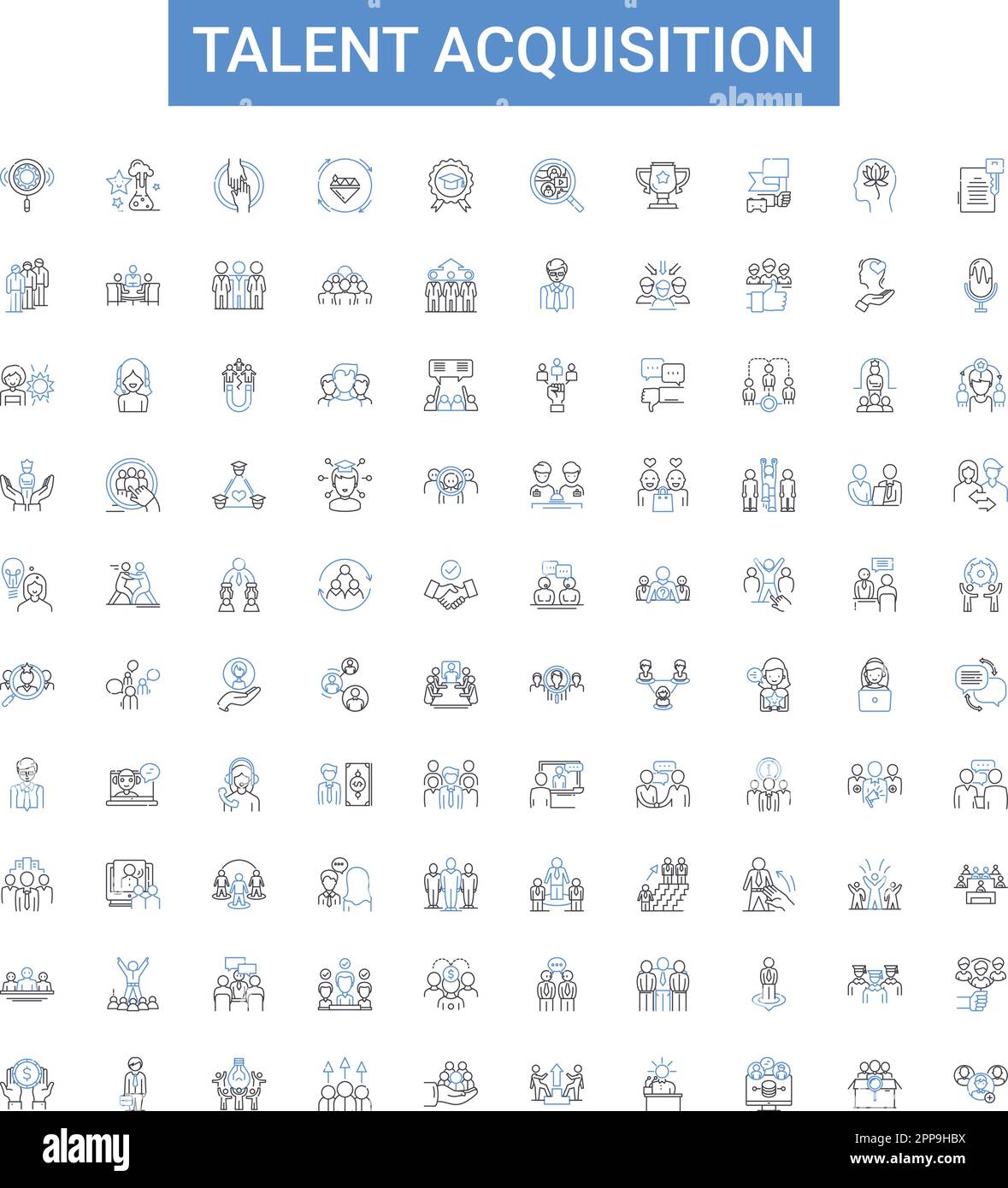 Talent acquisition outline icons collection. Recruiting, Hiring ...