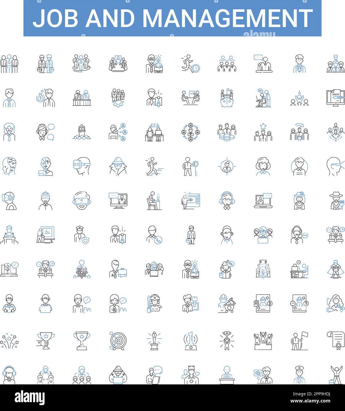Job and management outline icons collection. Job, Management ...