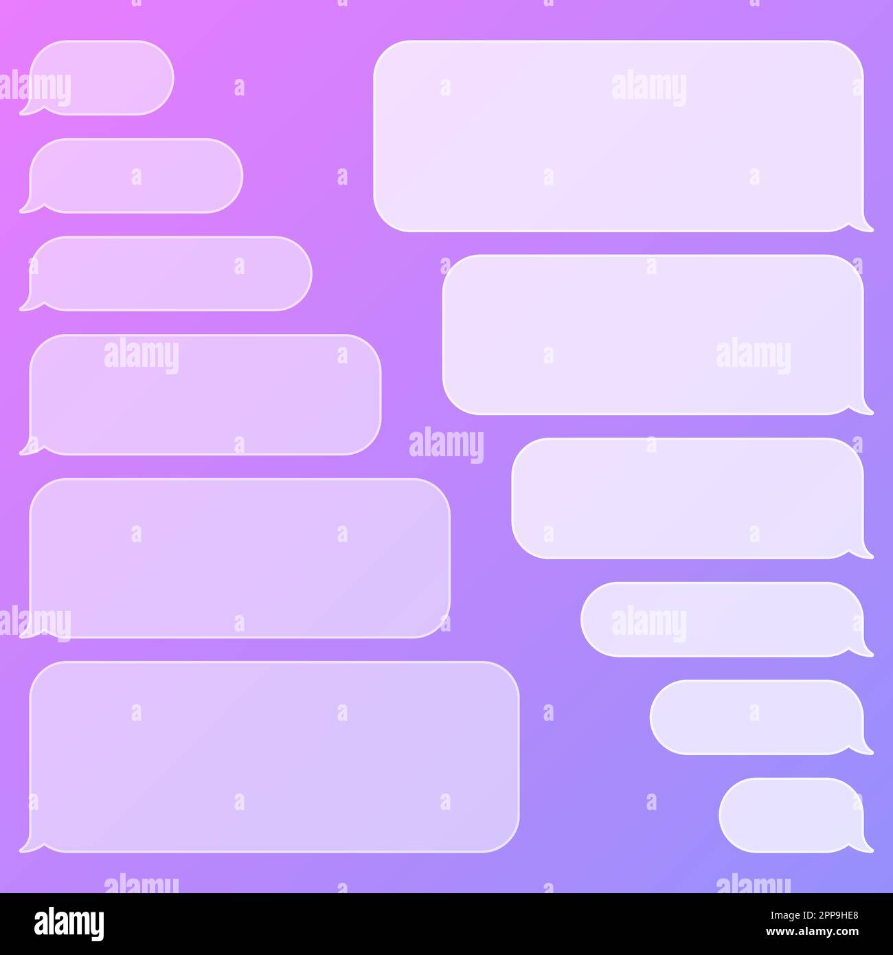 Blank transparent various message bubbles on colorful background. Chat ...