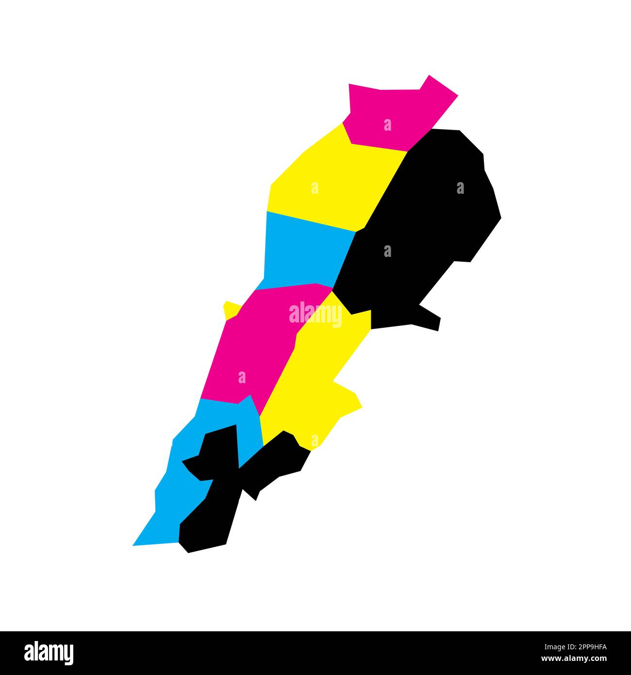 Lebanon political map of administrative divisions - governorates. Blank ...