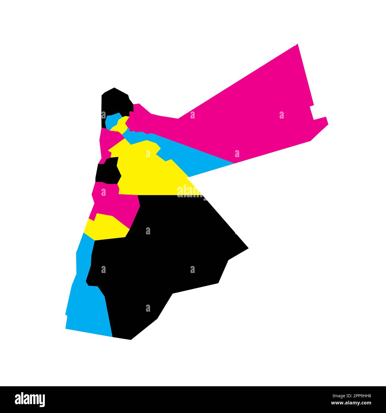Jordan political map of administrative divisions - governorates. Blank ...