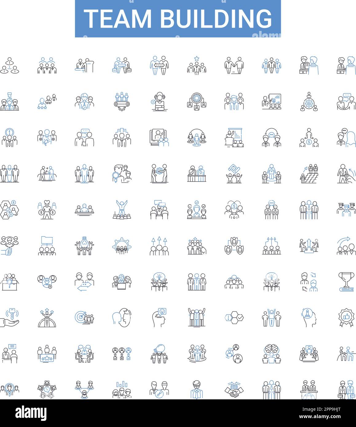 Team building outline icons collection. Teamwork, Collaboration ...