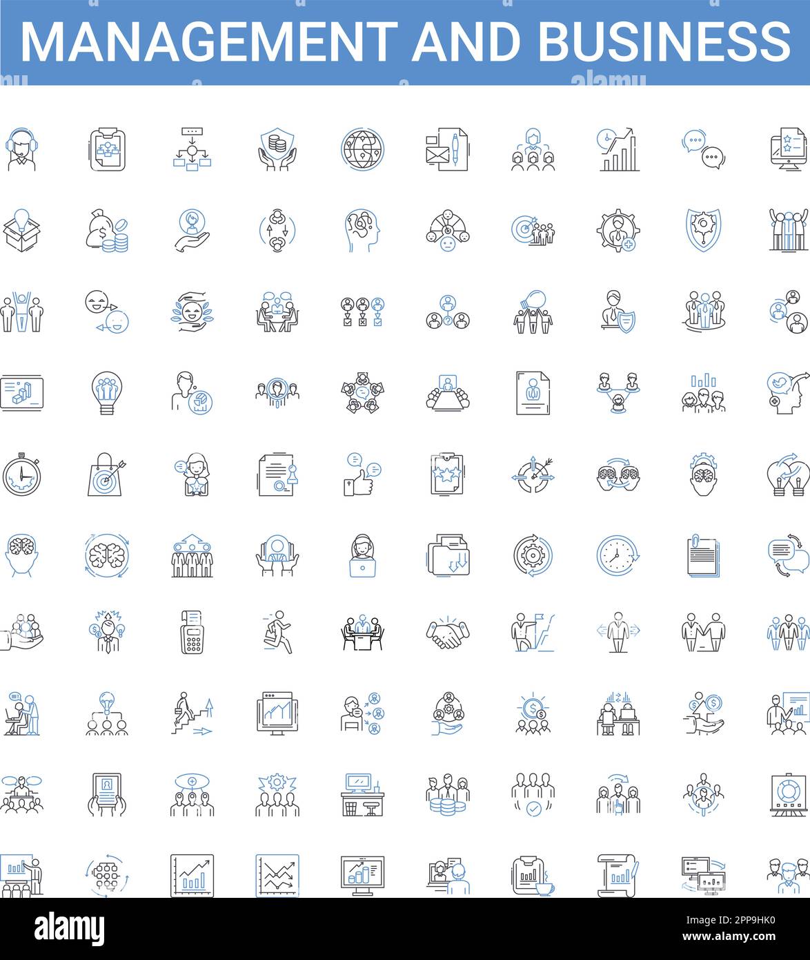 Management and business outline icons collection. Management, Business ...
