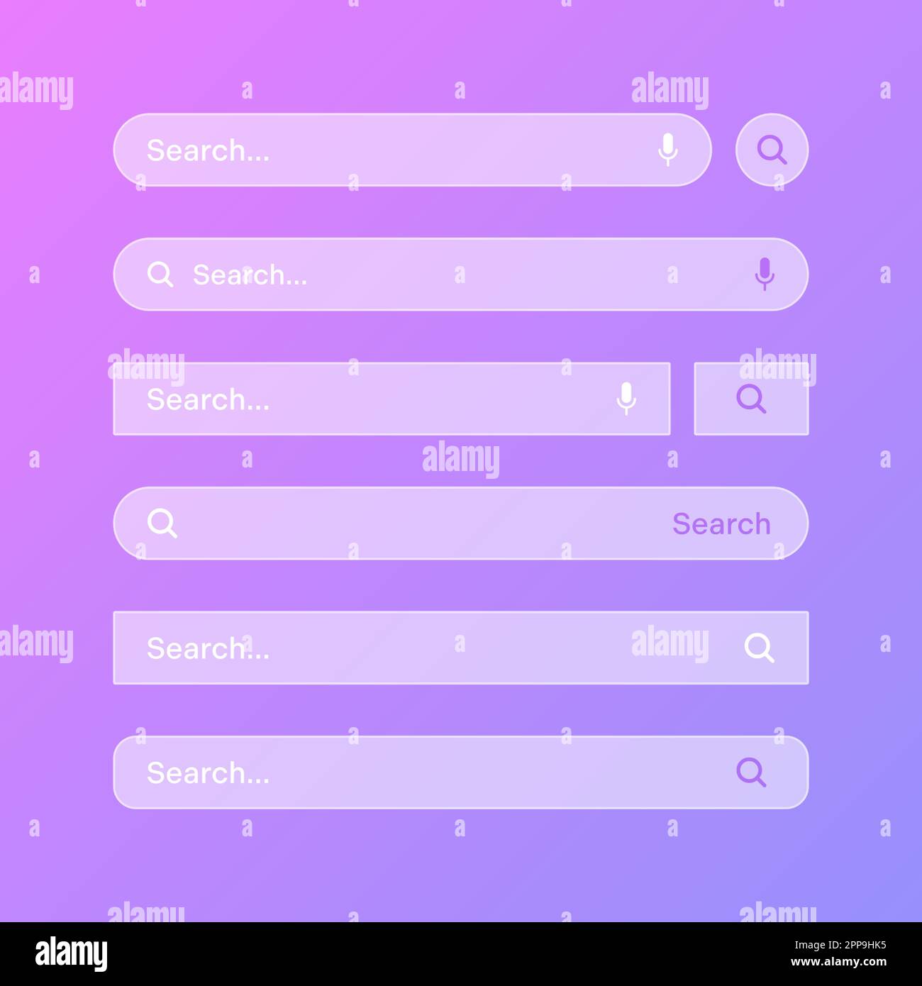 Various transparent search bar templates. Internet browser engine with ...