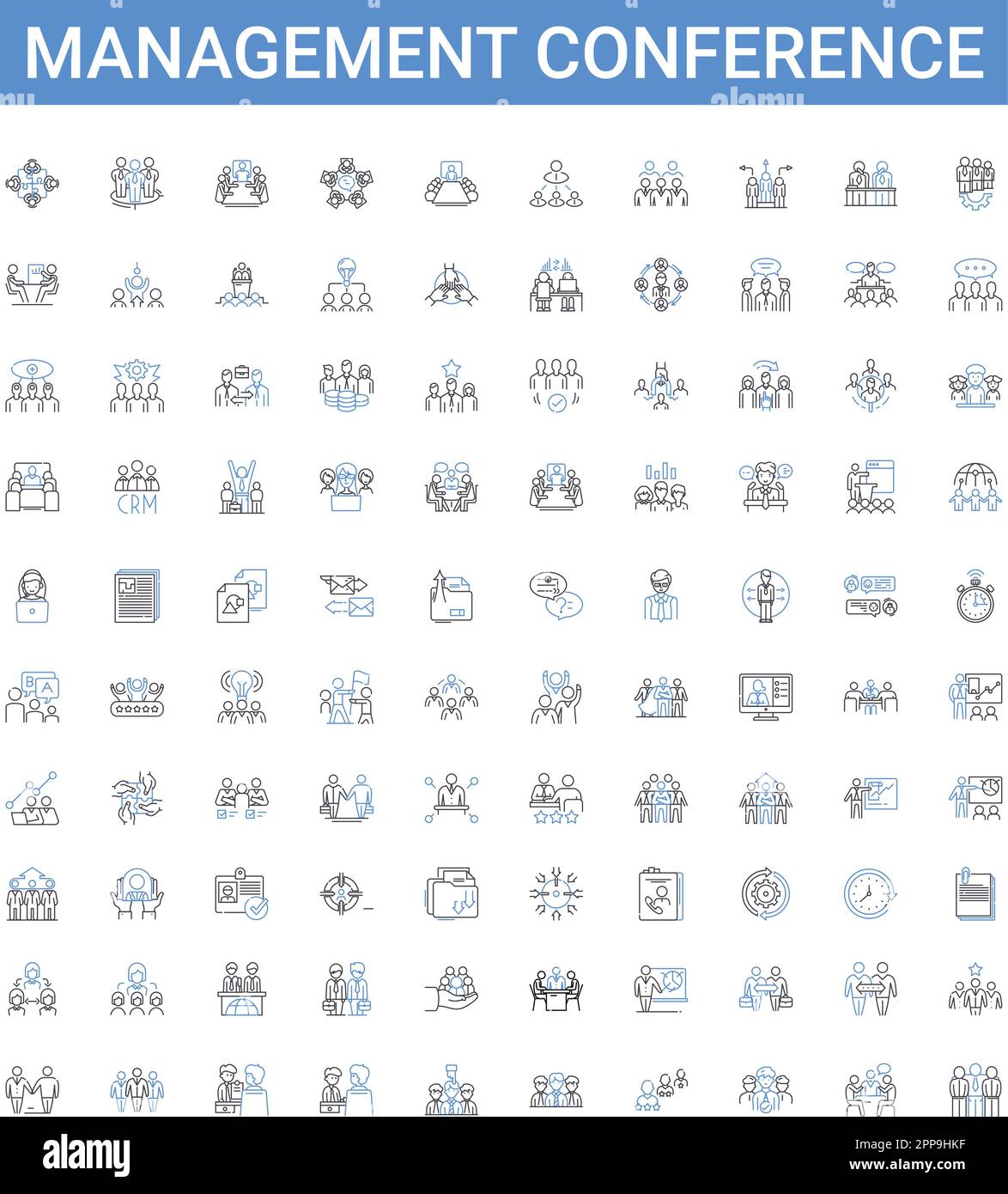 Management conference outline icons collection. Management, Conference ...