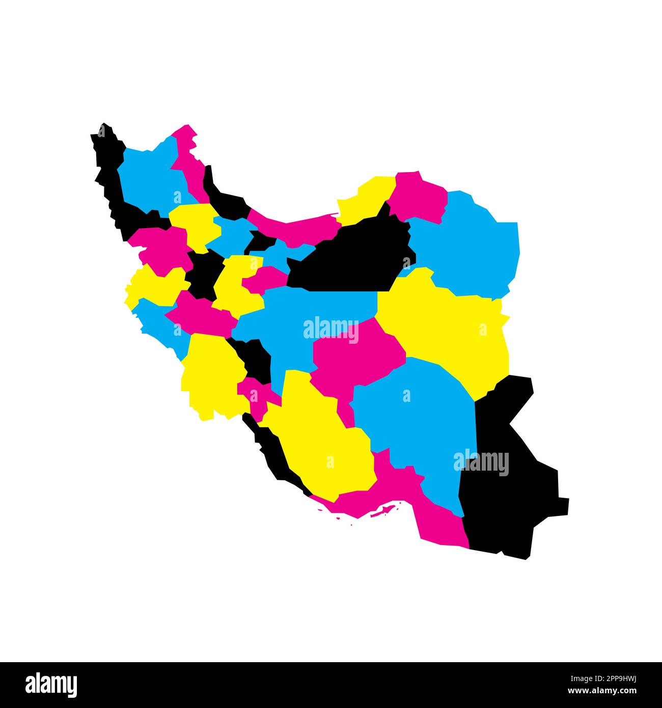 Iran political map of administrative divisions - provinces. Blank vector map in CMYK colors ...