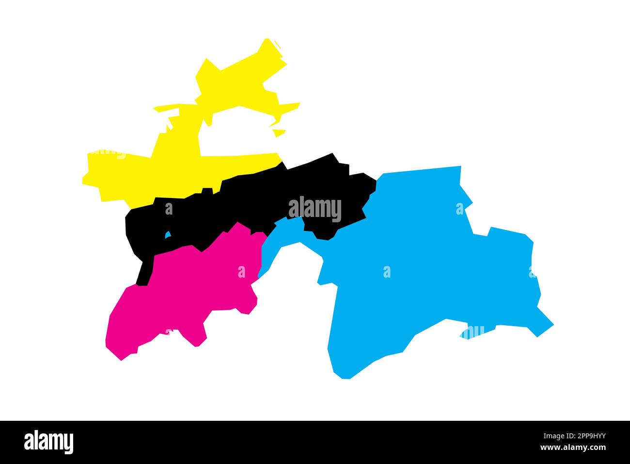 Tajikistan political map of administrative divisions - regions ...