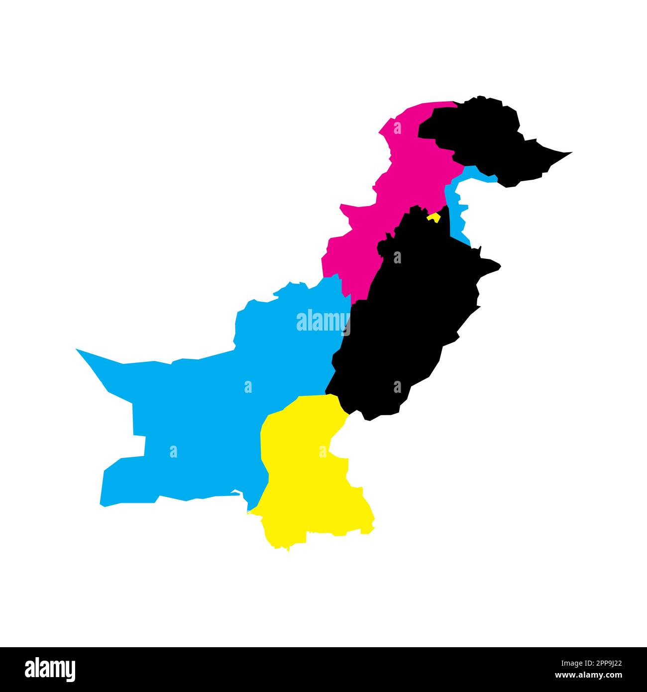 Pakistan political map of administrative divisions - provinces and autonomous territories. Blank ...
