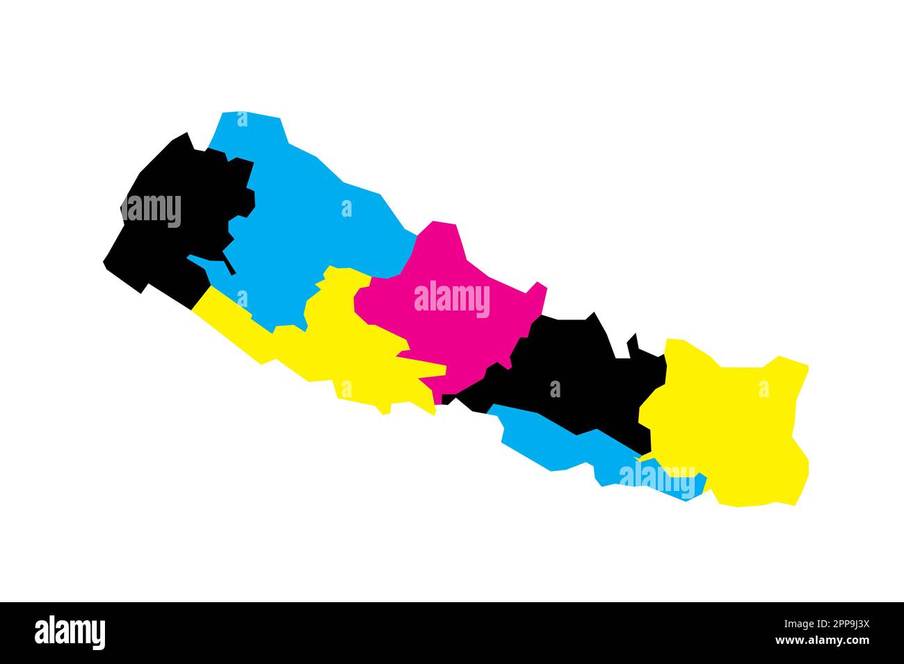 Nepal political map of administrative divisions - provinces. Blank ...