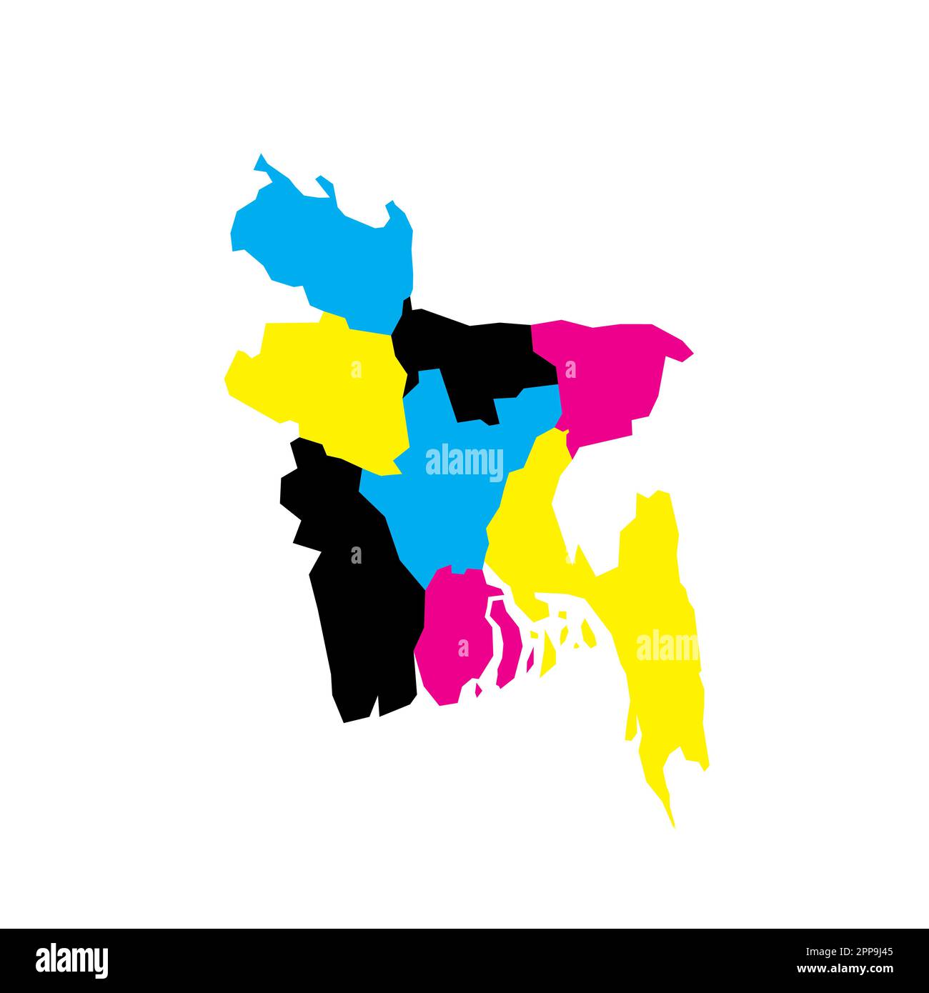 Bangladesh political map of administrative divisions - divisions. Blank ...