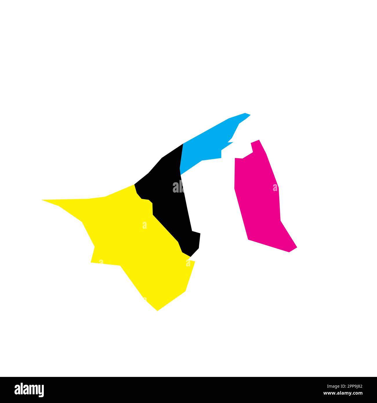 Brunei political map of administrative divisions - districts. Blank ...