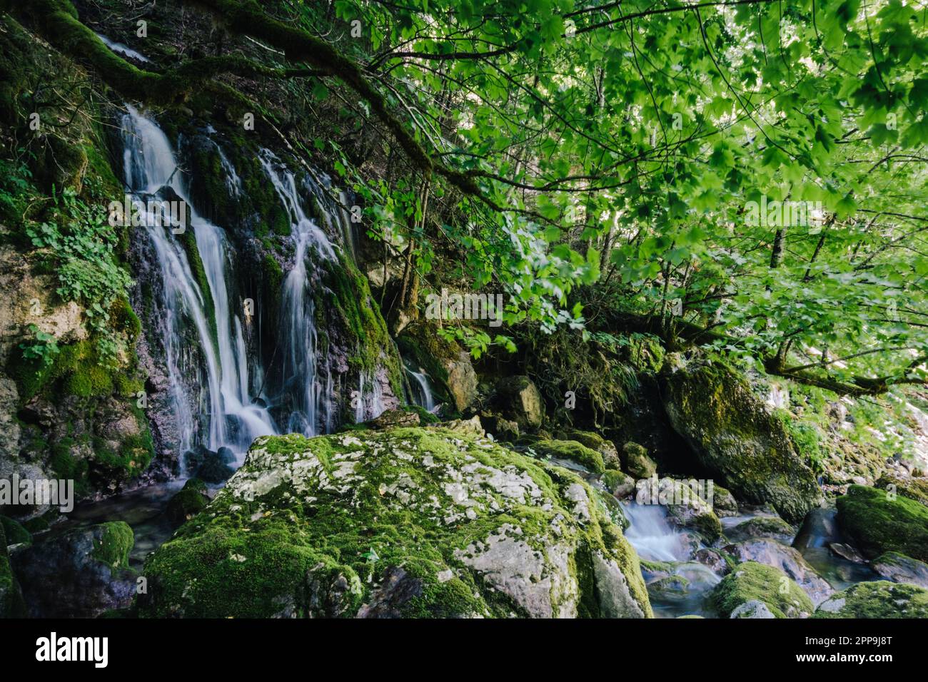 Waterfalls of the Cholet river in the French Alps, near Pont En Royans ...