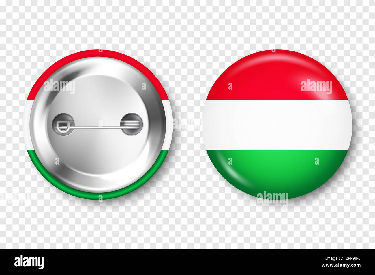 Realistic button badge with printed Hungarian flag. Souvenir from ...