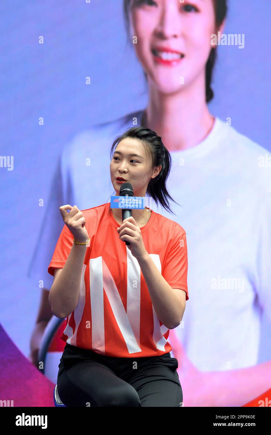 Hong Kong, China. 22nd Apr, 2023. Former Chinese volleyball player, HUI ...