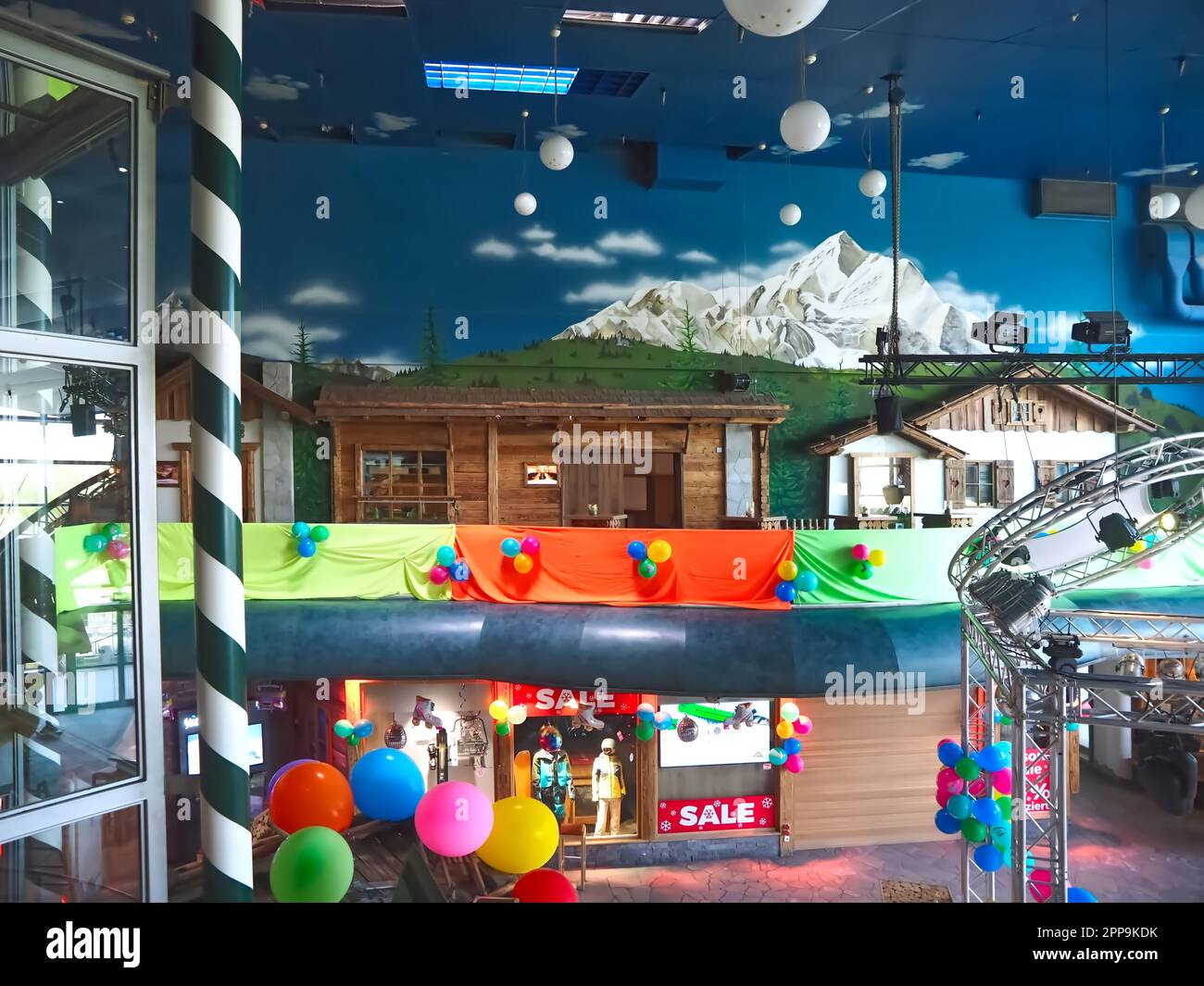 in the ski hall in the Alpenpark Neuss in Germany with bars and ...